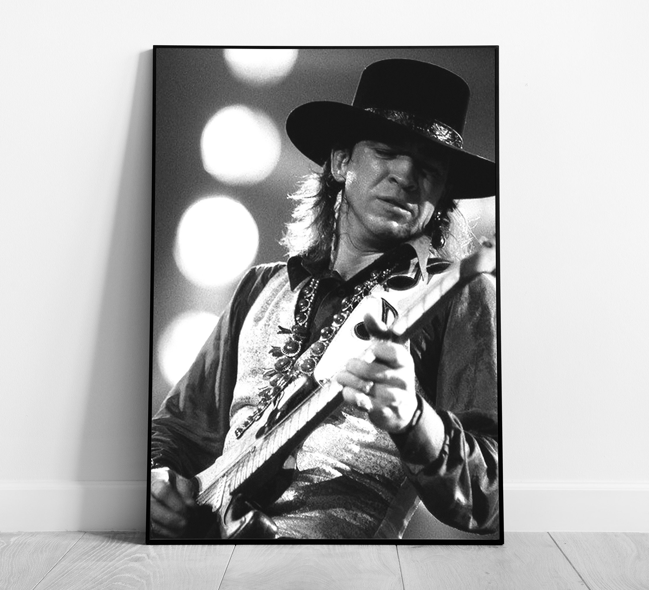 Stevie Ray Vaughan Poster, Black and White, Vintage Print, Retro Wall ...