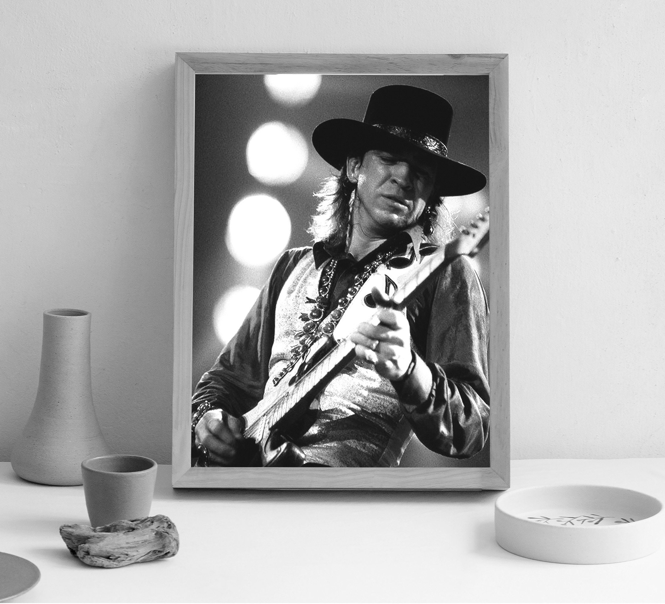 Stevie Ray Vaughan Poster, Black and White, Vintage Print, Retro Wall ...