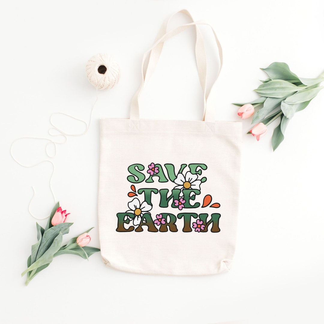 Save the Earth Tote Bag, Aesthetic Tote Bag, Save the Earth, Shoulder ...