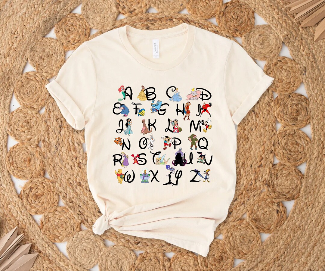 Disney Alphabet Characters From A to Z Shirt, ABC Tee, WDW Magic ...
