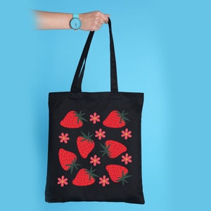 Strawberry Tote Bag, Strawberry Grocery Tote Bag, Farm Tote Bag, Funny ...