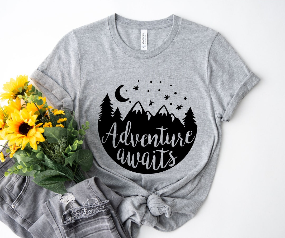 Adventure Awaits Tee, Mountains Camping Hiking Shirt - Etsy