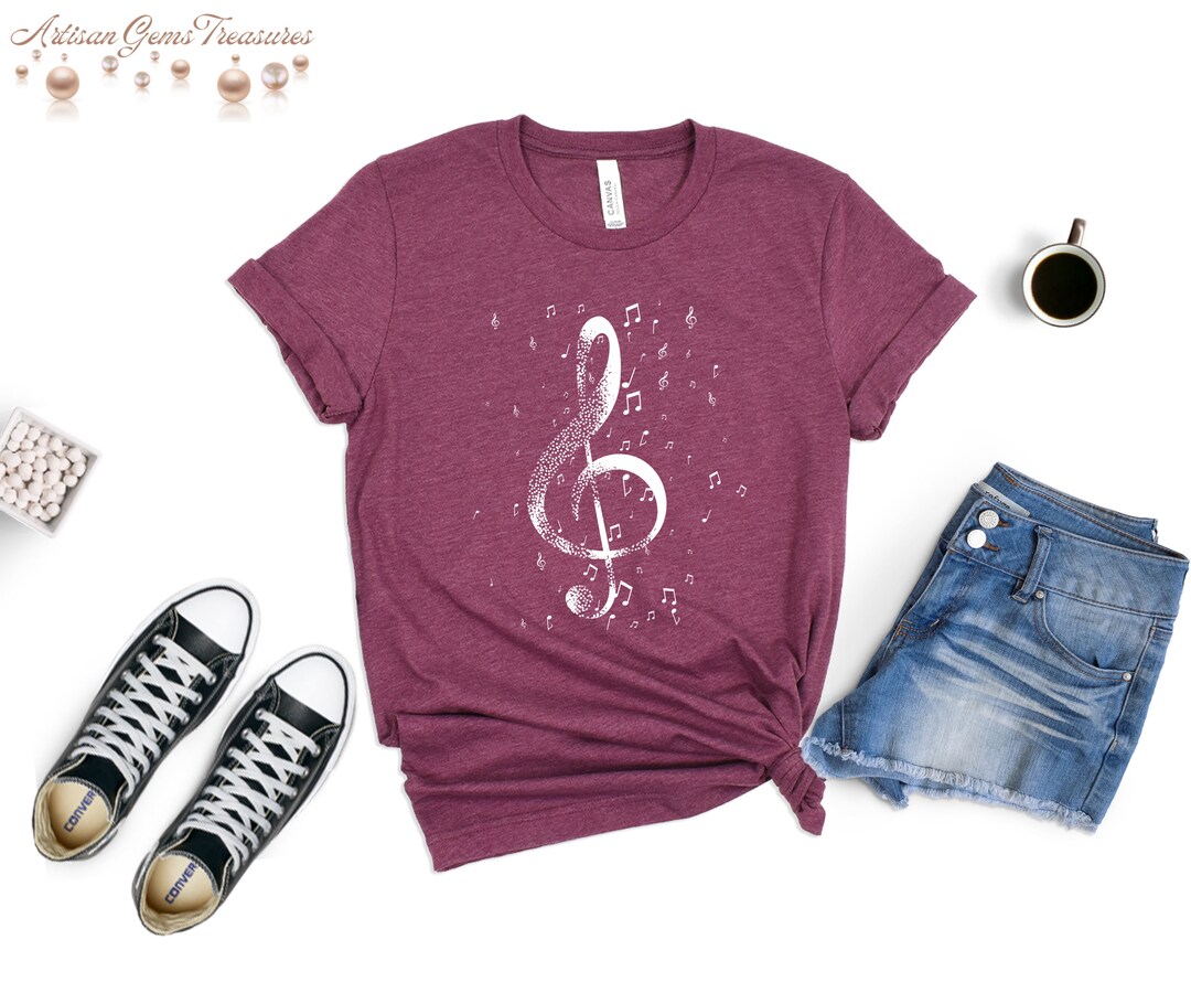 Music Notes Tee, Musician T-shirt, Gift for Musician, Music Teacher ...