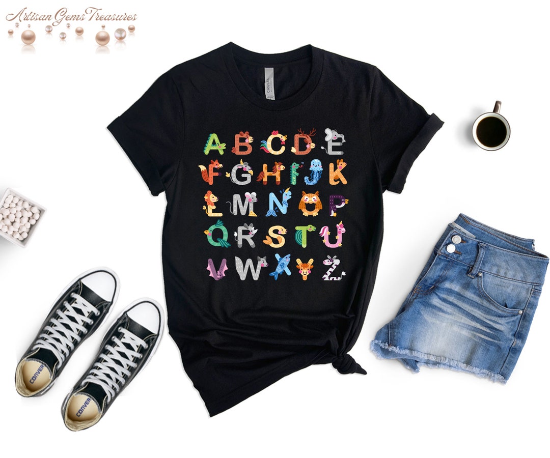 Kindergarten Teacher Alphabet Shirt, Animals Alphabet ABC T-shirt ...