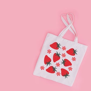 Strawberry Tote Bag, Strawberry Grocery Tote Bag, Farm Tote Bag, Funny ...
