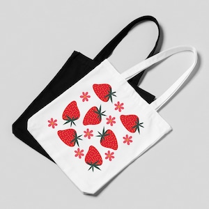 Strawberry Tote Bag, Strawberry Grocery Tote Bag, Farm Tote Bag, Funny ...