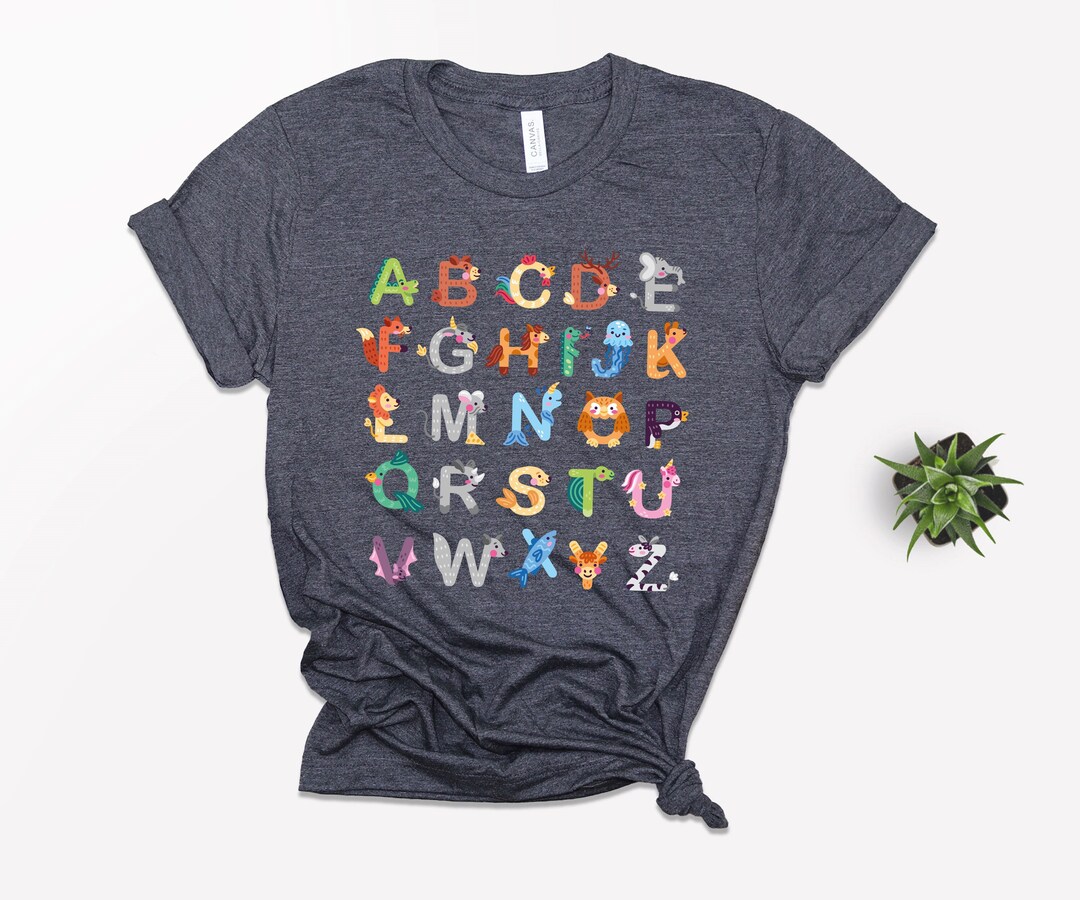 Kindergarten Teacher Alphabet Shirt, Animals Alphabet ABC T-shirt ...
