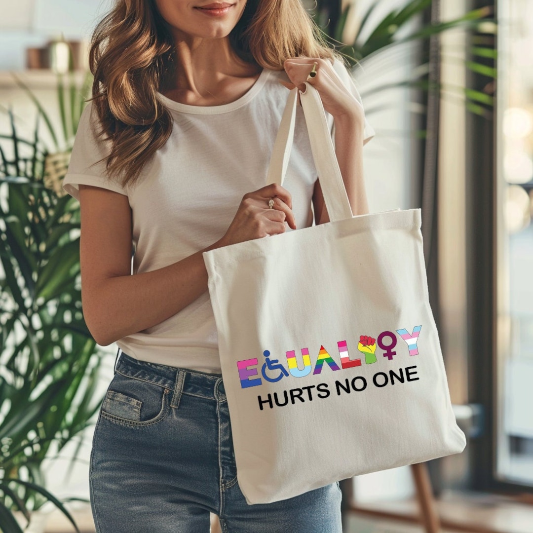 Equality Hurts No One, Equality Tote Bag, Rainbow Bag, Human Rights ...