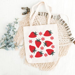 Strawberry Tote Bag, Strawberry Grocery Tote Bag, Farm Tote Bag, Funny ...