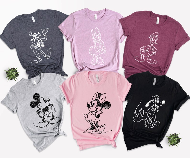 Mickey and Friends Sketch Shirt, Disney Family Matching Tees - Etsy