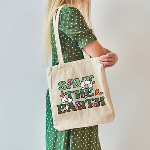 Save the Earth Tote Bag, Aesthetic Tote Bag, Save the Earth, Shoulder ...