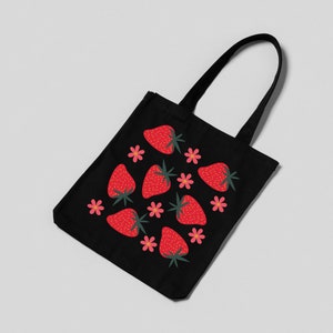 Strawberry Tote Bag, Strawberry Grocery Tote Bag, Farm Tote Bag, Funny ...