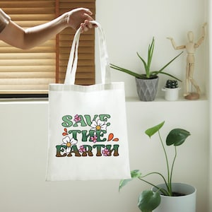 Save the Earth Tote Bag, Aesthetic Tote Bag, Save the Earth, Shoulder ...