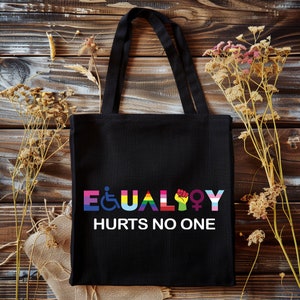 Equality Hurts No One, Equality Tote Bag, Rainbow Bag, Human Rights ...