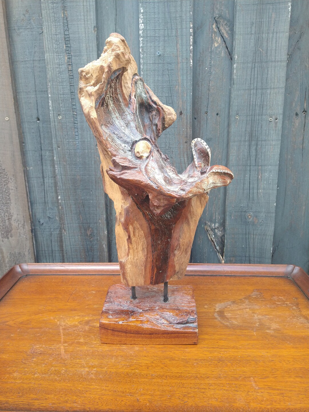 Vintage Organic Wood Sculpture on a Stand - Etsy
