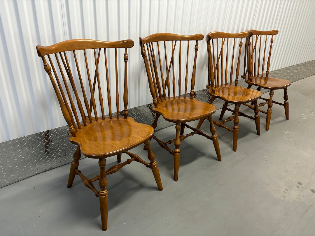 Windsor Chairs Set of 4, Ethan Allen Walnut Windsor Dining Chair - Etsy