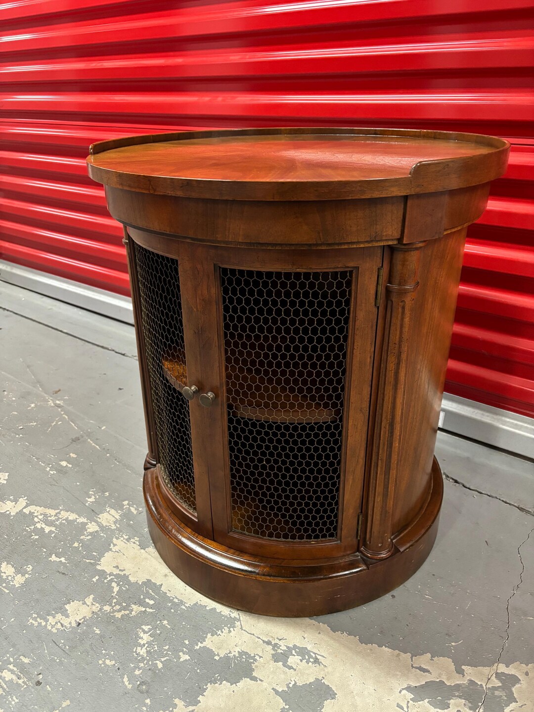 Vintage Baker Round End Table With Two Doors, Drum Style Side Table - Etsy