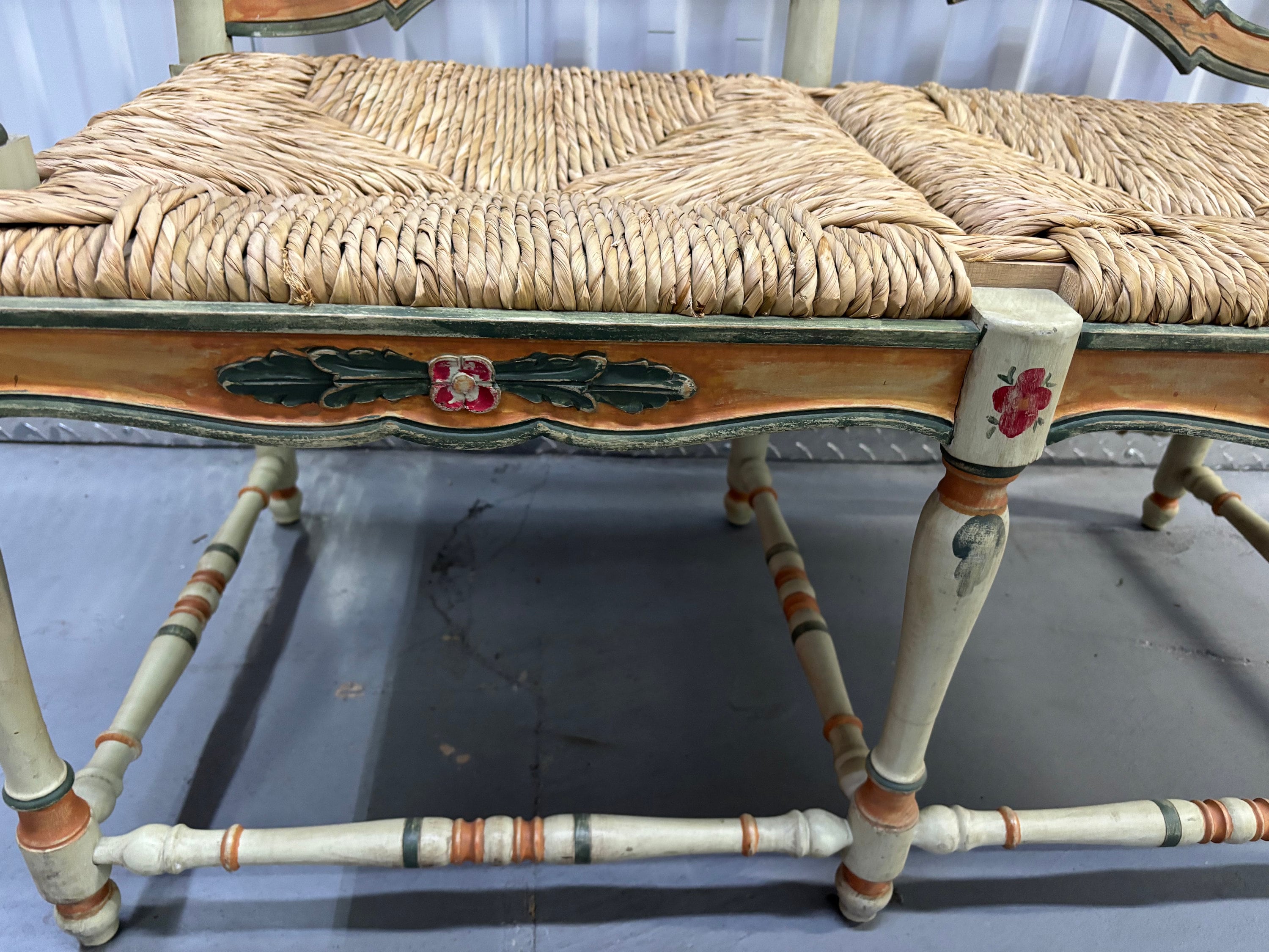 Vintage Country French Ladder Back Hand Painted Bench - Etsy