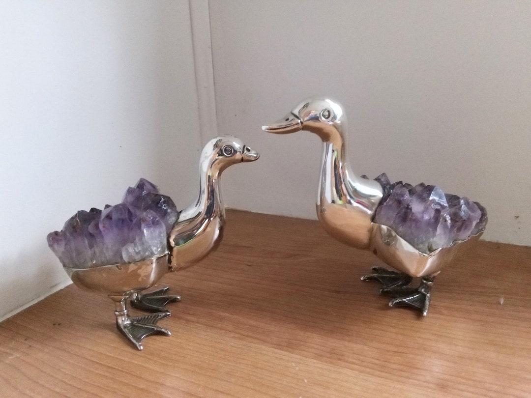 Sterling Silver Gerson Brazilian Pair of Ducks With Amethyst - Etsy