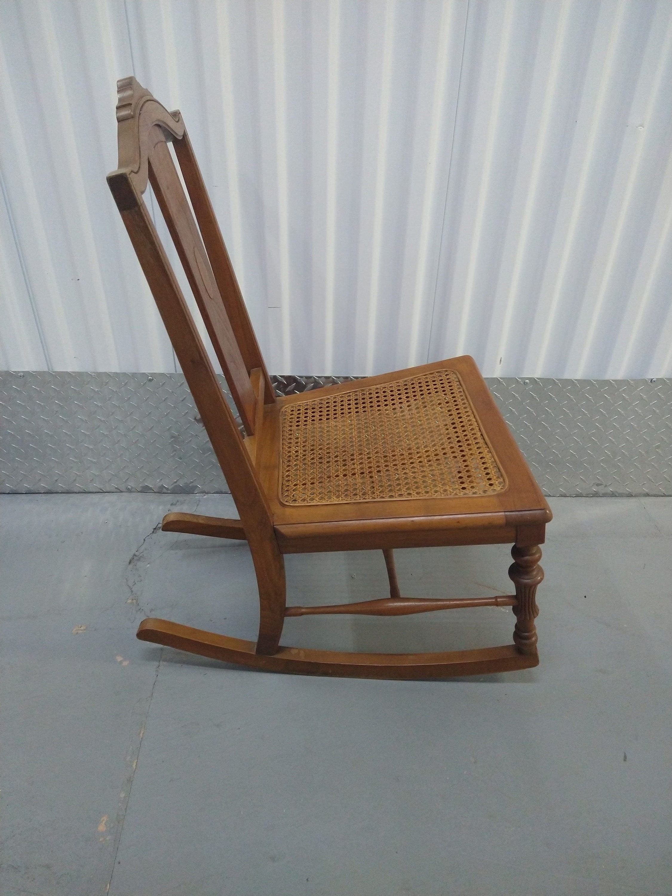 Vintage Wooden Rocking Chair Small Size Rocking Chair Caning - Etsy