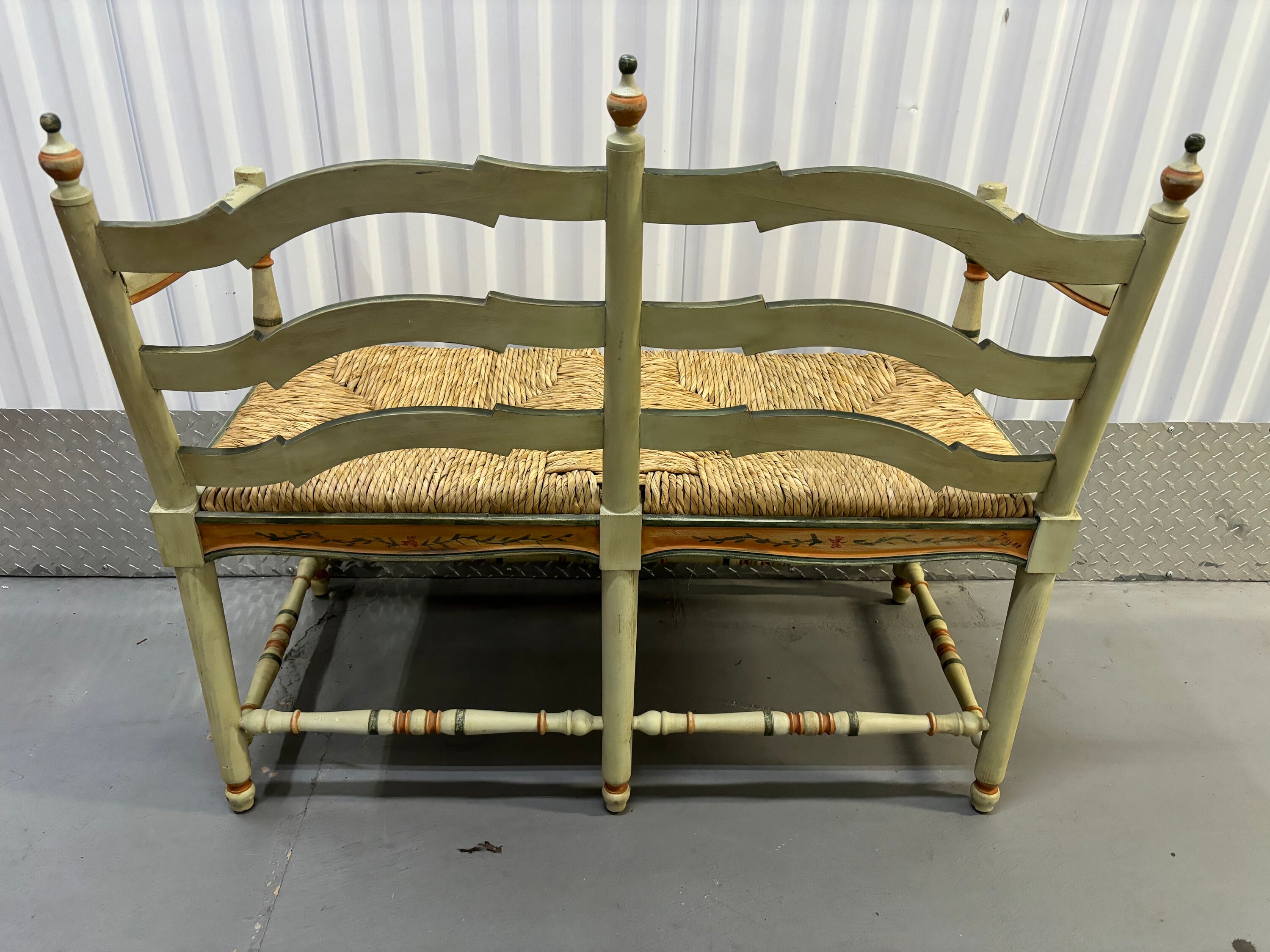 Vintage Country French Ladder Back Hand Painted Bench - Etsy