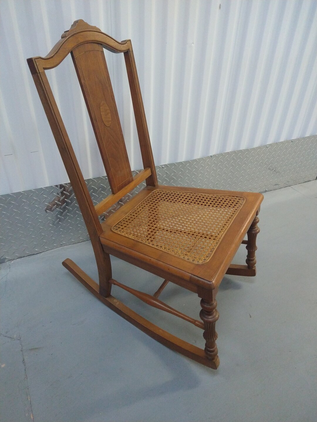 Vintage Wooden Rocking Chair, Small Size Rocking Chair Caning Seat - Etsy