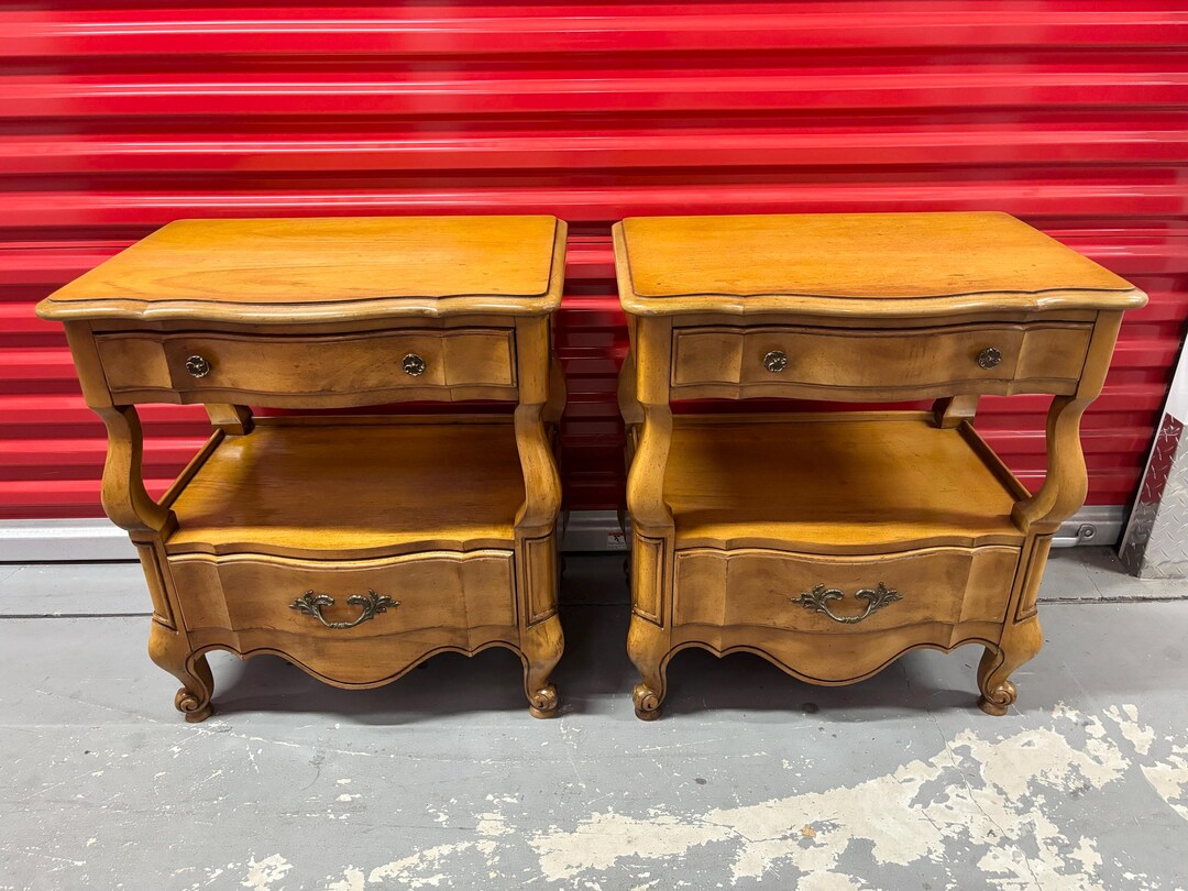 Vintage Pair French Provincial Night Tables With Two Drawers and a ...