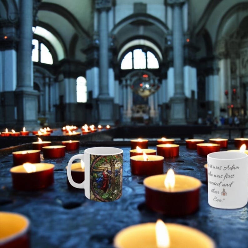 Adam and Eve Mug, Handcrafted Christian Pottery, Inspirational Morning ...