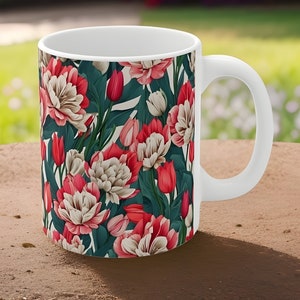 Floral Mug - Unique Tulip Floral Pattern: Inspirational Coffee and Tea ...