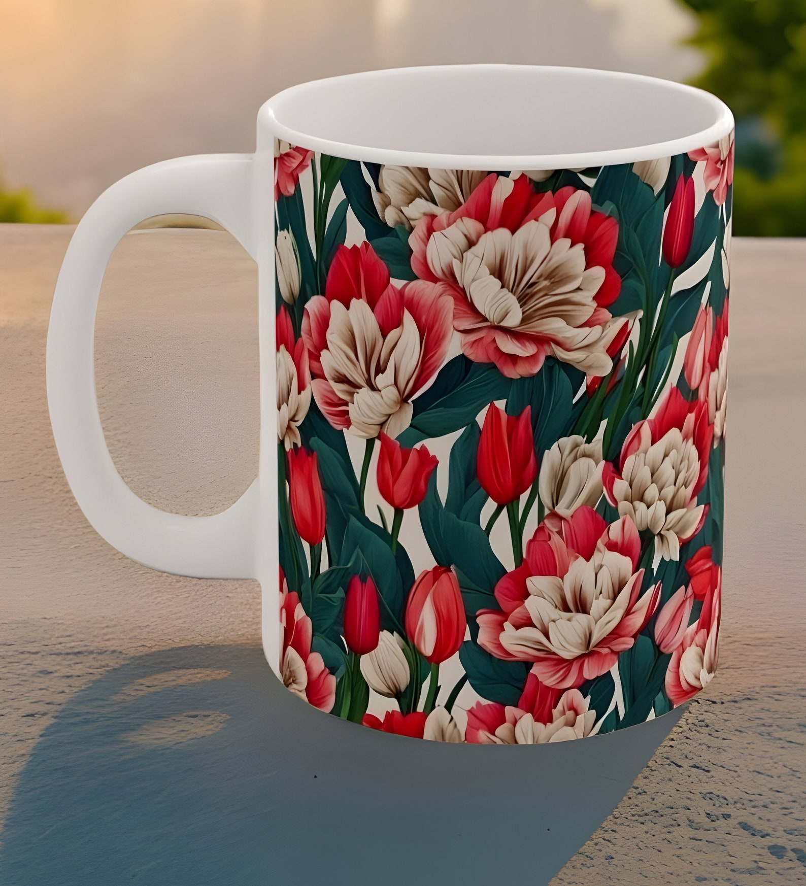 Floral Mug - Unique Tulip Floral Pattern: Inspirational Coffee and Tea ...