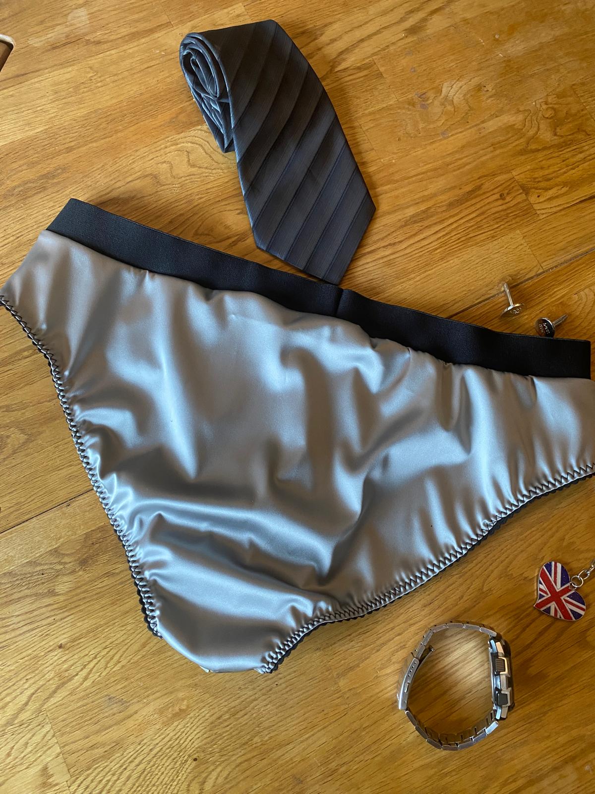 Satin Briefs for Men ~ Silver Satin Underwear With Front Pouch for Men ...
