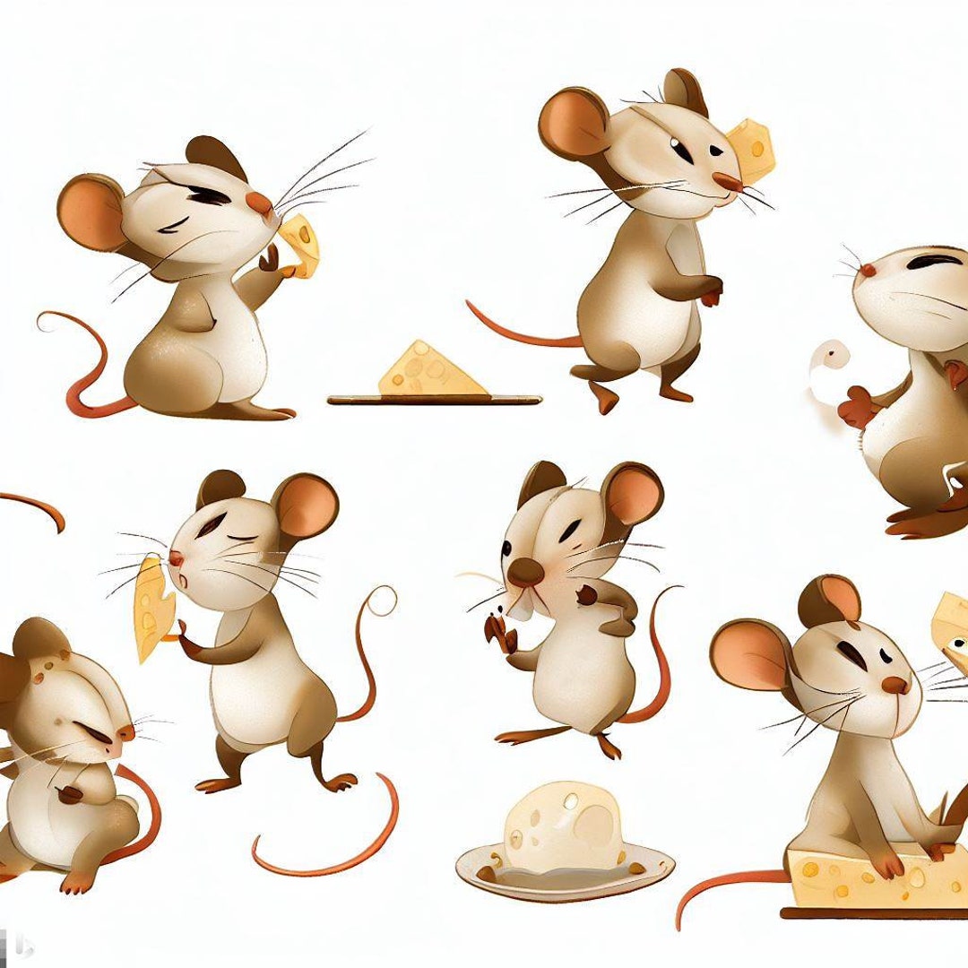 Cartoon Mouse Playing With Cheese, 30 Mouse Images, Kids Art, Project ...