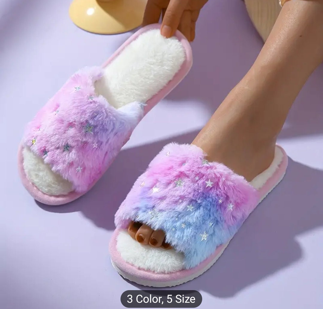 Pink Fluffy Slippers - Etsy