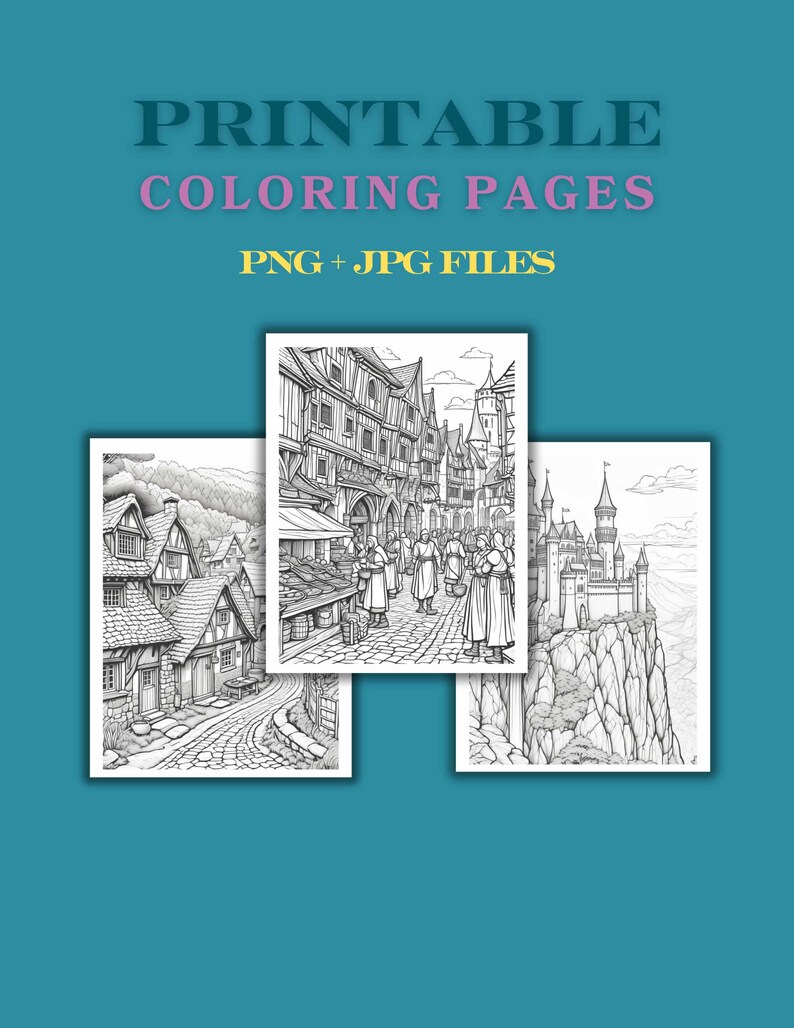 Printable Medieval Coloring Page, Digital Printable, Png and Jpg Files ...