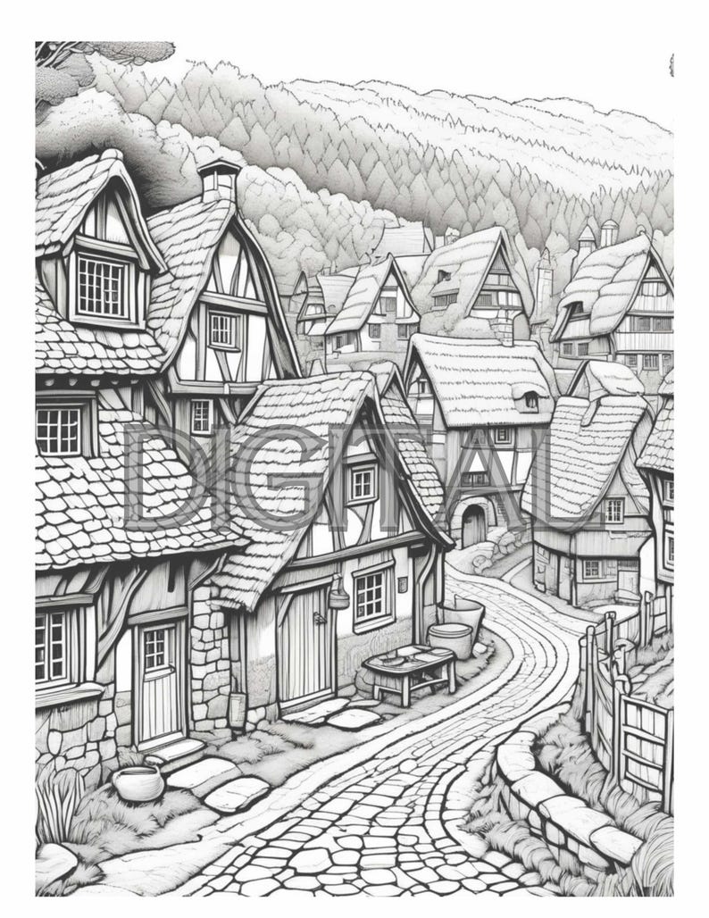 Printable Medieval Coloring Page, Digital Printable, Png and Jpg Files ...