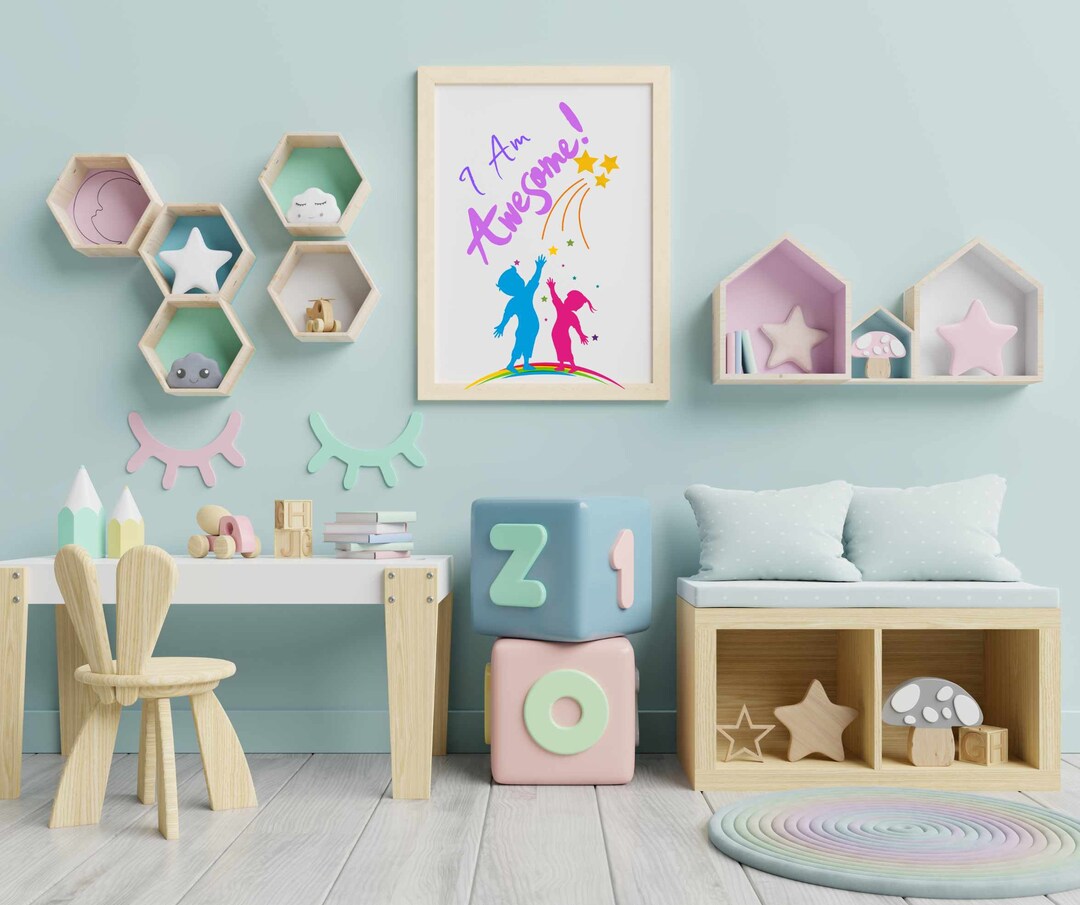 I Am Awesome Classroom Decor Affirmations Playroom Wall Decor ...