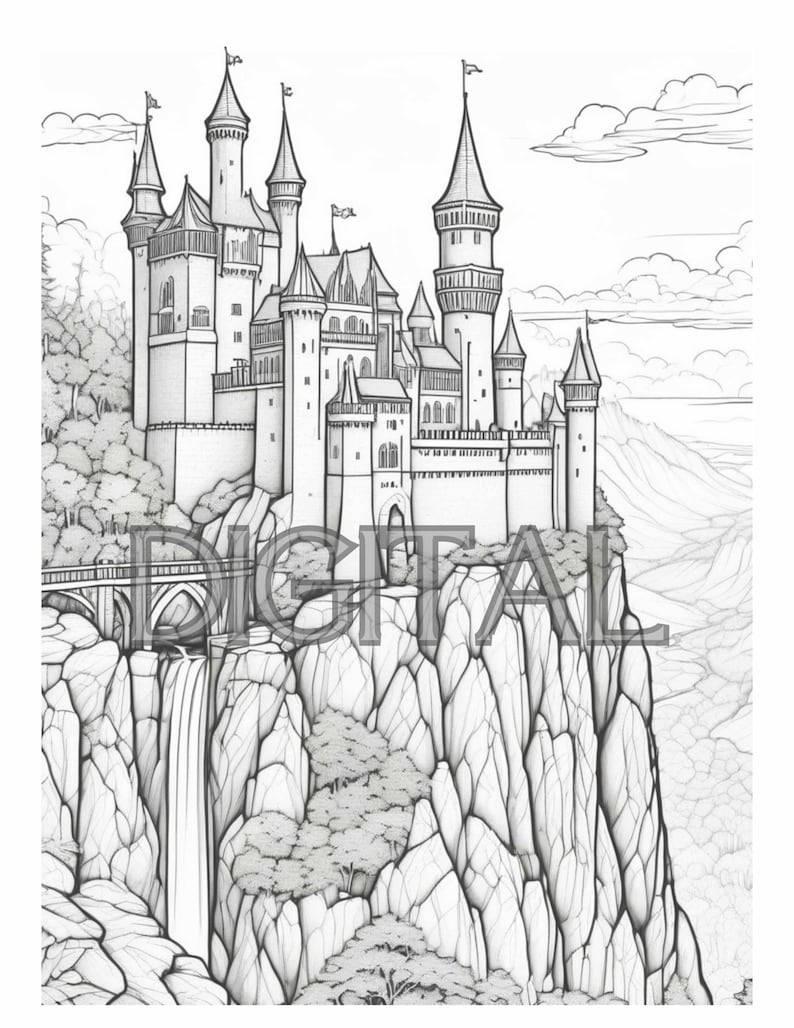 Printable Medieval Coloring Page, Digital Printable, Png and Jpg Files ...