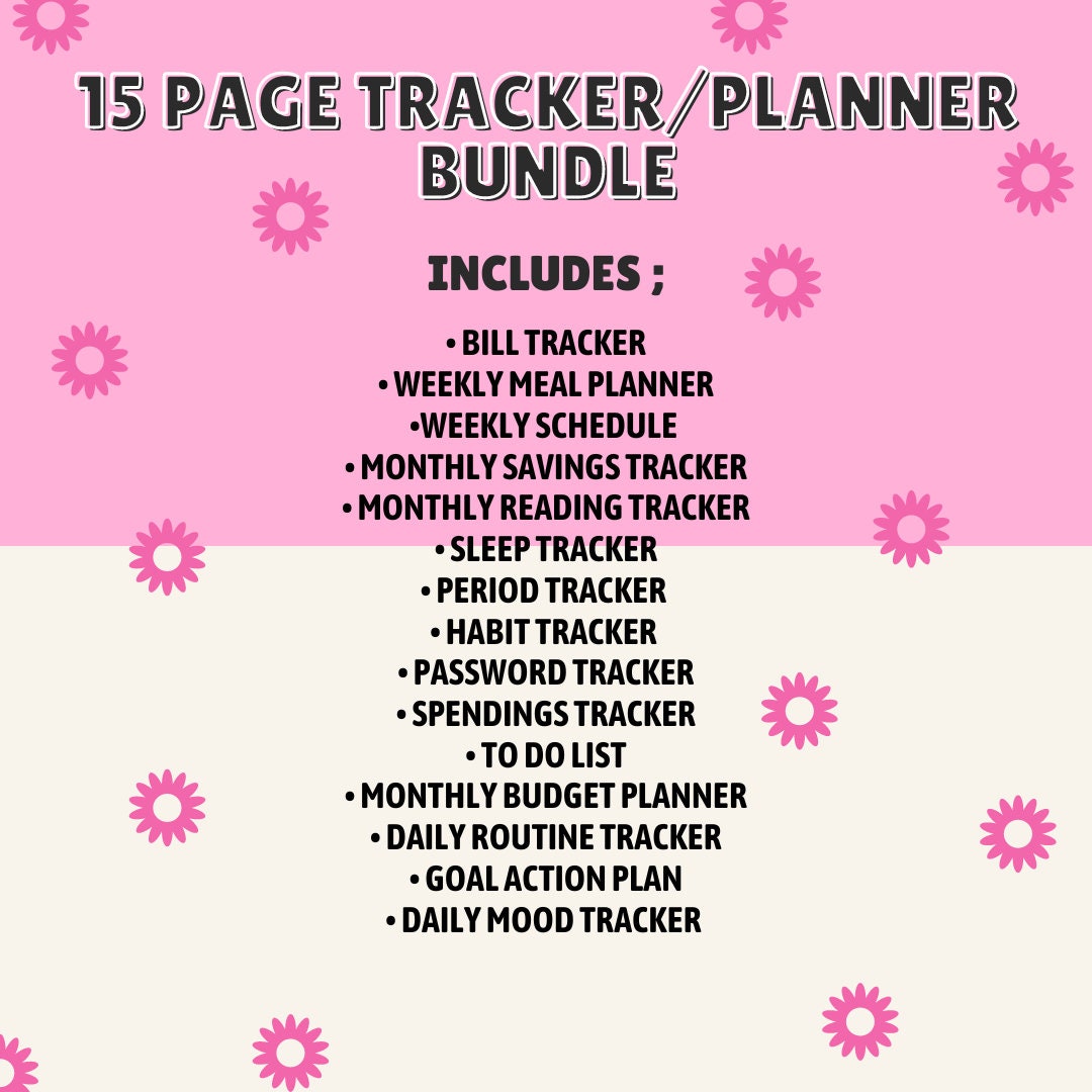 Digital PINK TRACKER&PLANNER Bundle Weekly Planners Digital Downloads ...