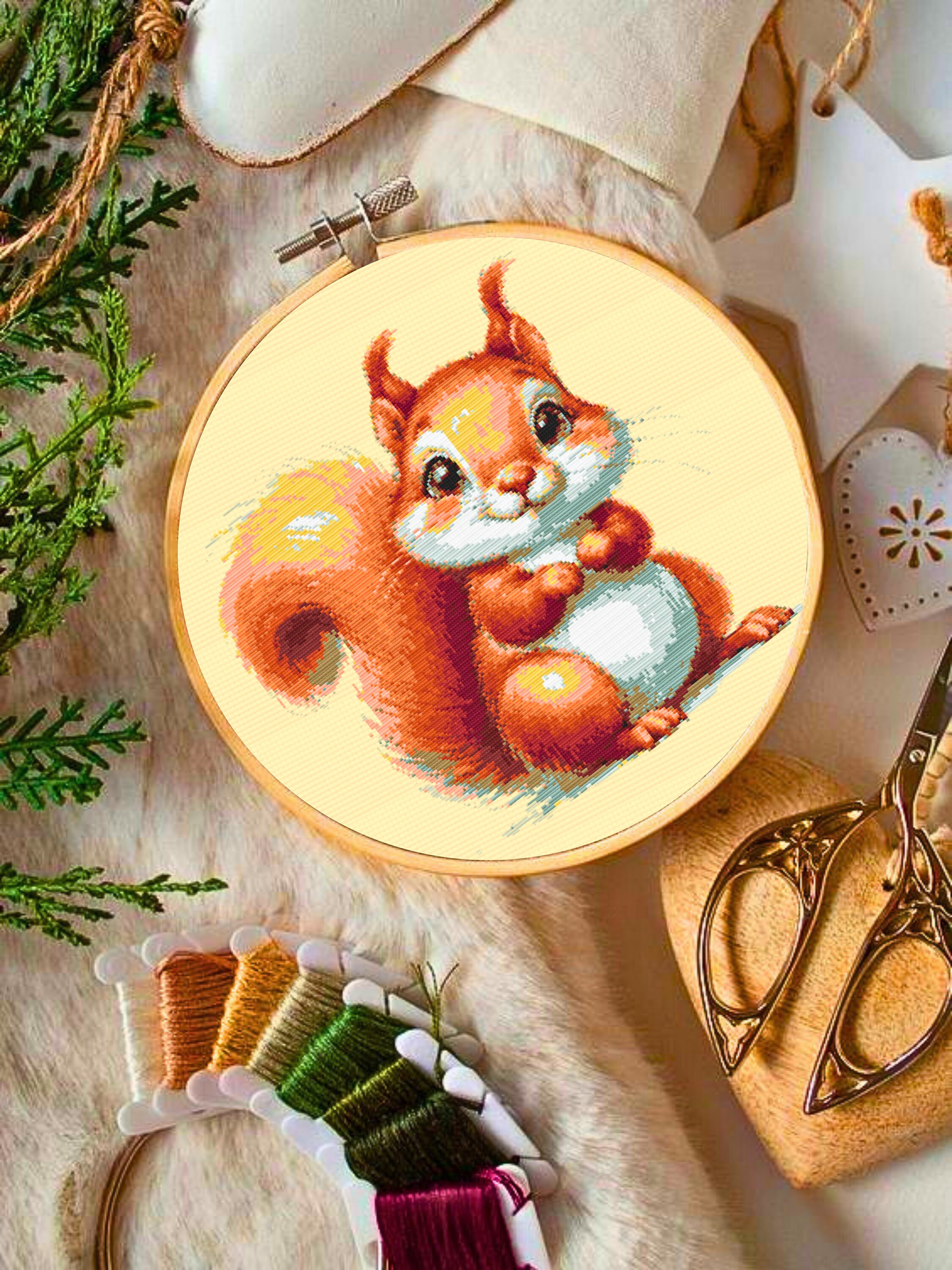 Squirrel Cross Stitch Pattern PDF, Animal Cross Stitch, Instant ...