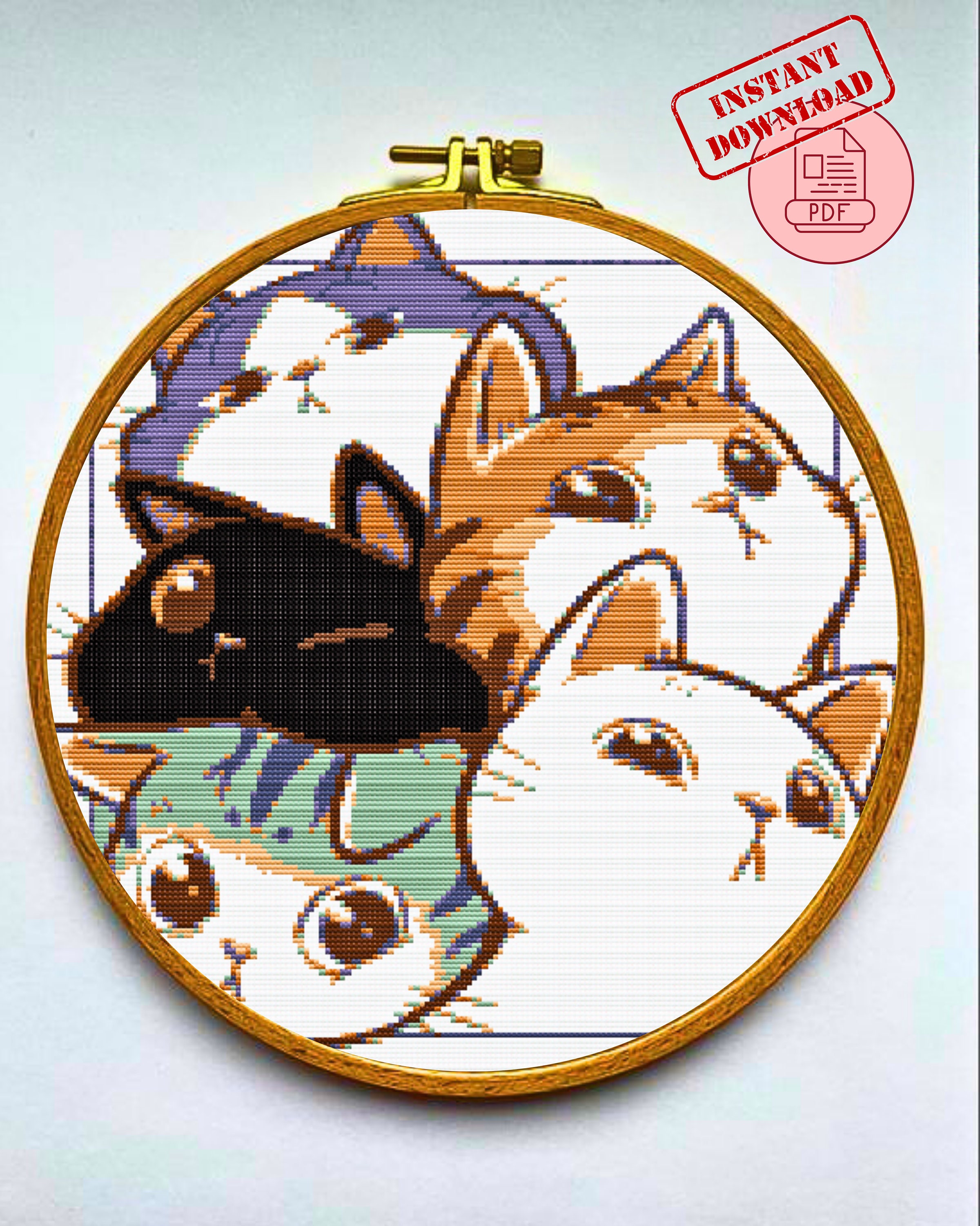 Cats Cross Stitch Pattern PDF, Cute Crochet Cat, Animal Embroidery, Cat ...