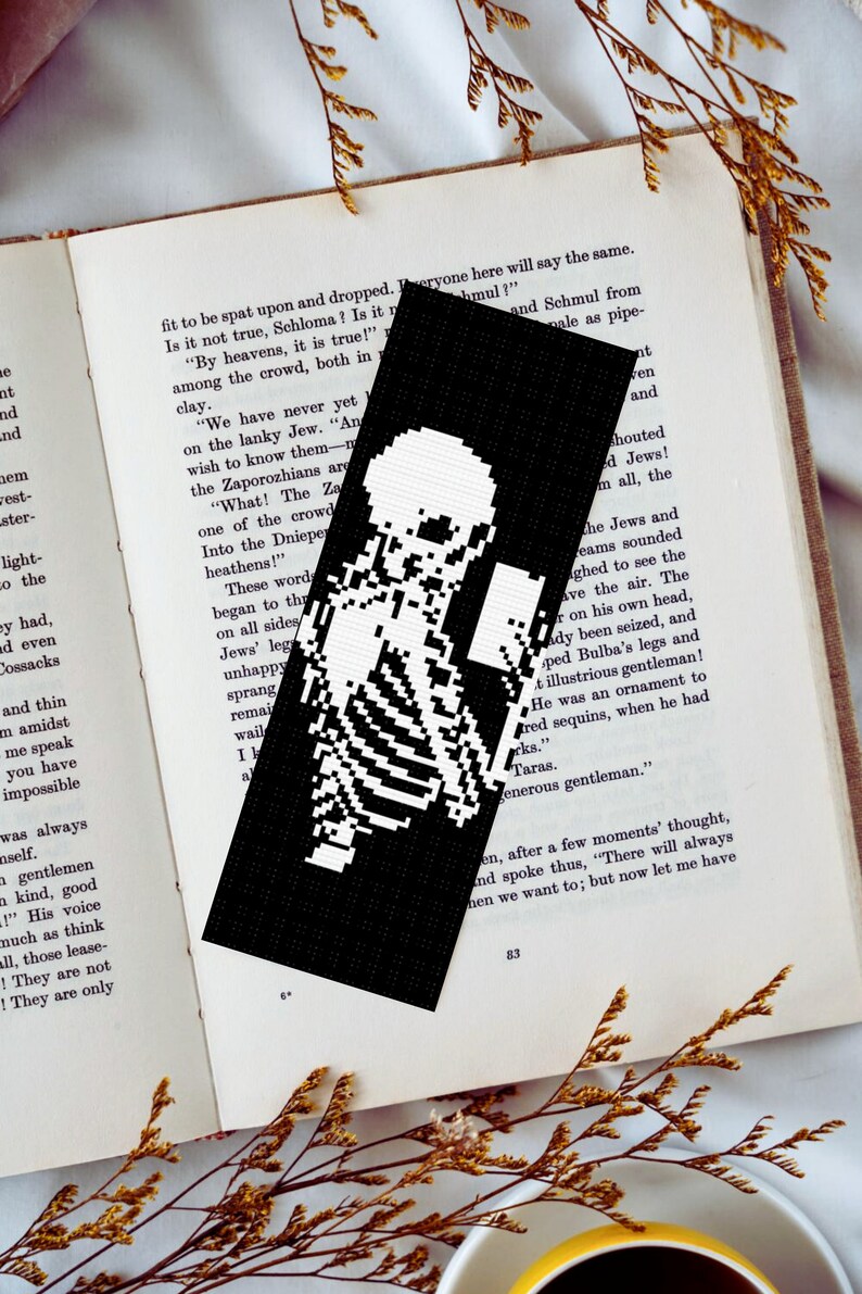 Skeleton Bookmark Set Cross Stitch Pattern PDF, Set of 3 Bookmark ...