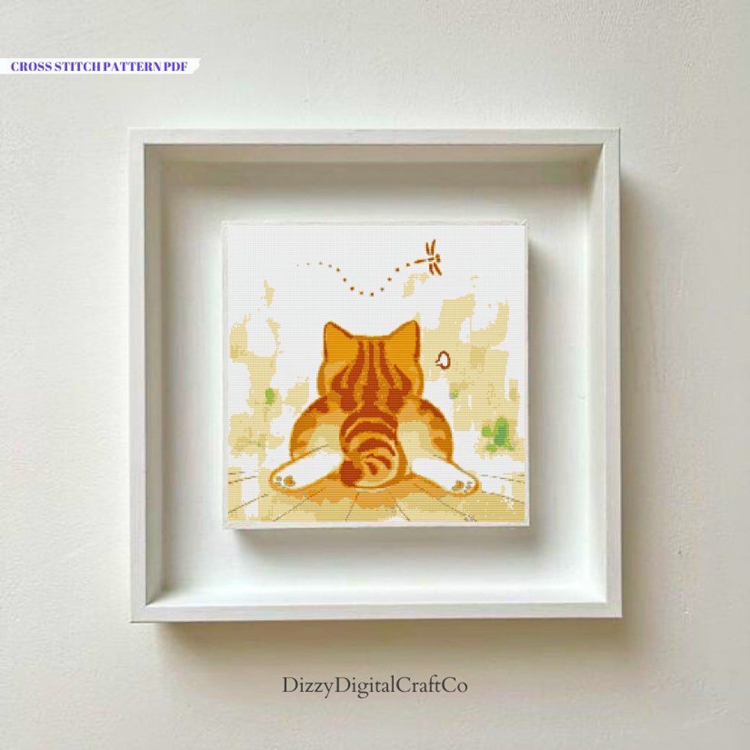 Lazy Cat Cross Stitch Pattern Pdf, Cat Crochet Stitch Pattern, Animal ...