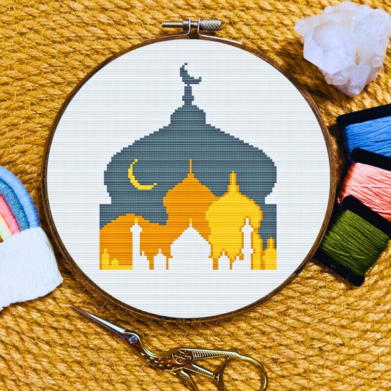 Islamic Mosque Crescent Cross Stitch Pattern, Islamic Gifts, Ramadan ...