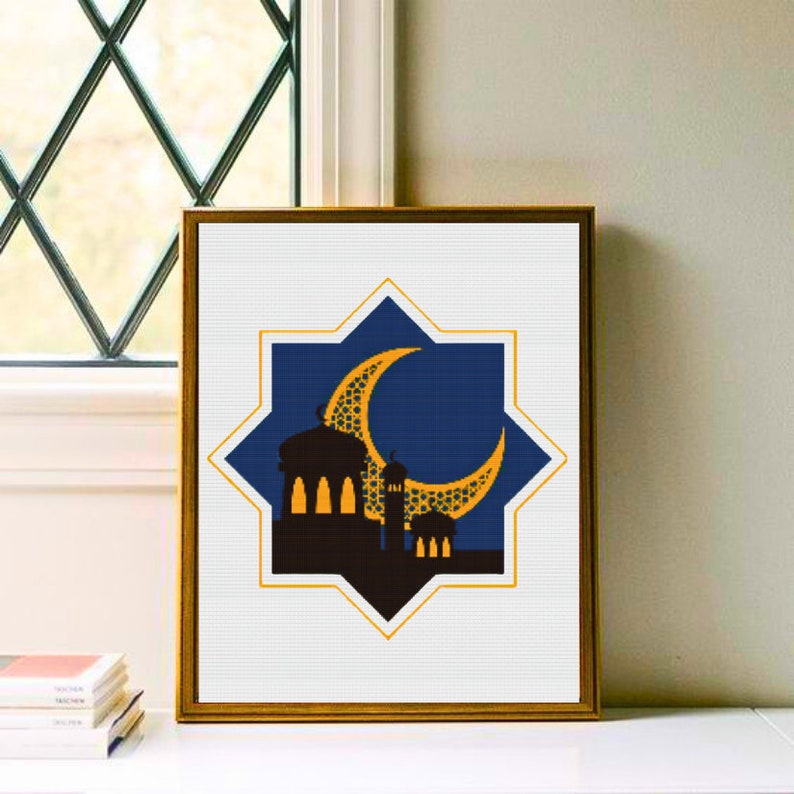 Islamic Crescent Mosque Cross Stitch Pattern PDF, Ramadan Crochet ...