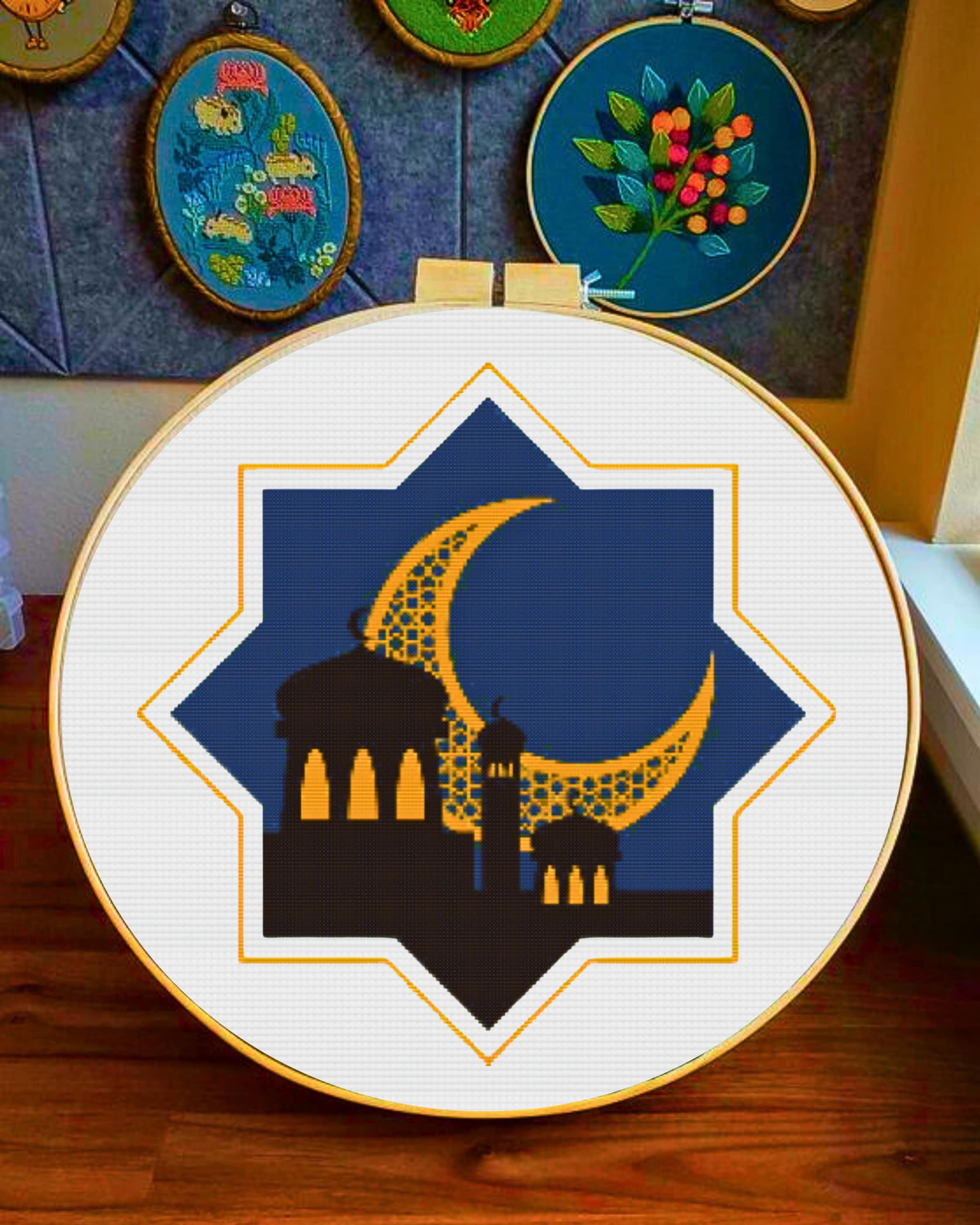Islamic Crescent Mosque Cross Stitch Pattern PDF, Ramadan Crochet ...