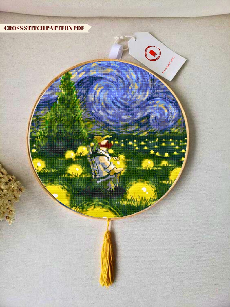 Vincent Van Gogh Cross Stitch Pattern PDF, Starry Night Samplers Stitch ...