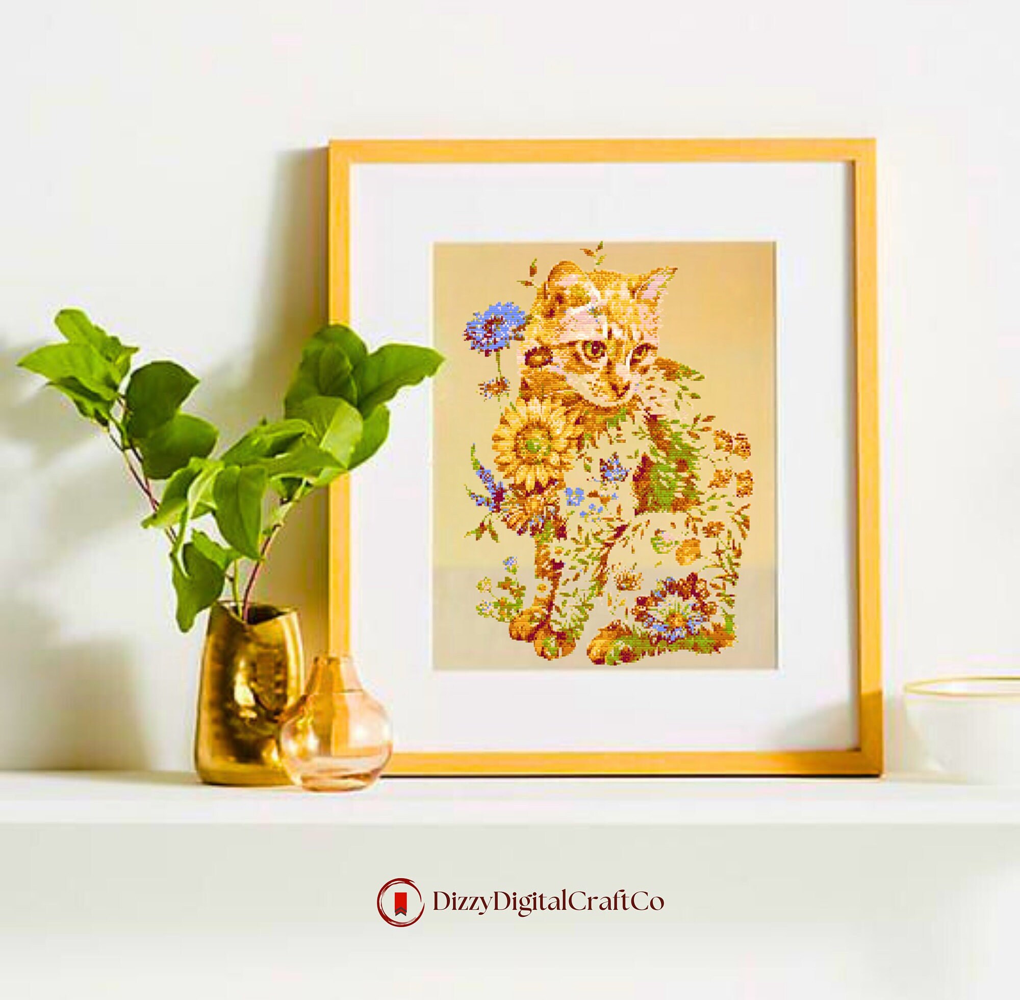 Cat Floral Butterfly Cross Stitch Pattern PDF, Cute Crochet Cat, Animal ...