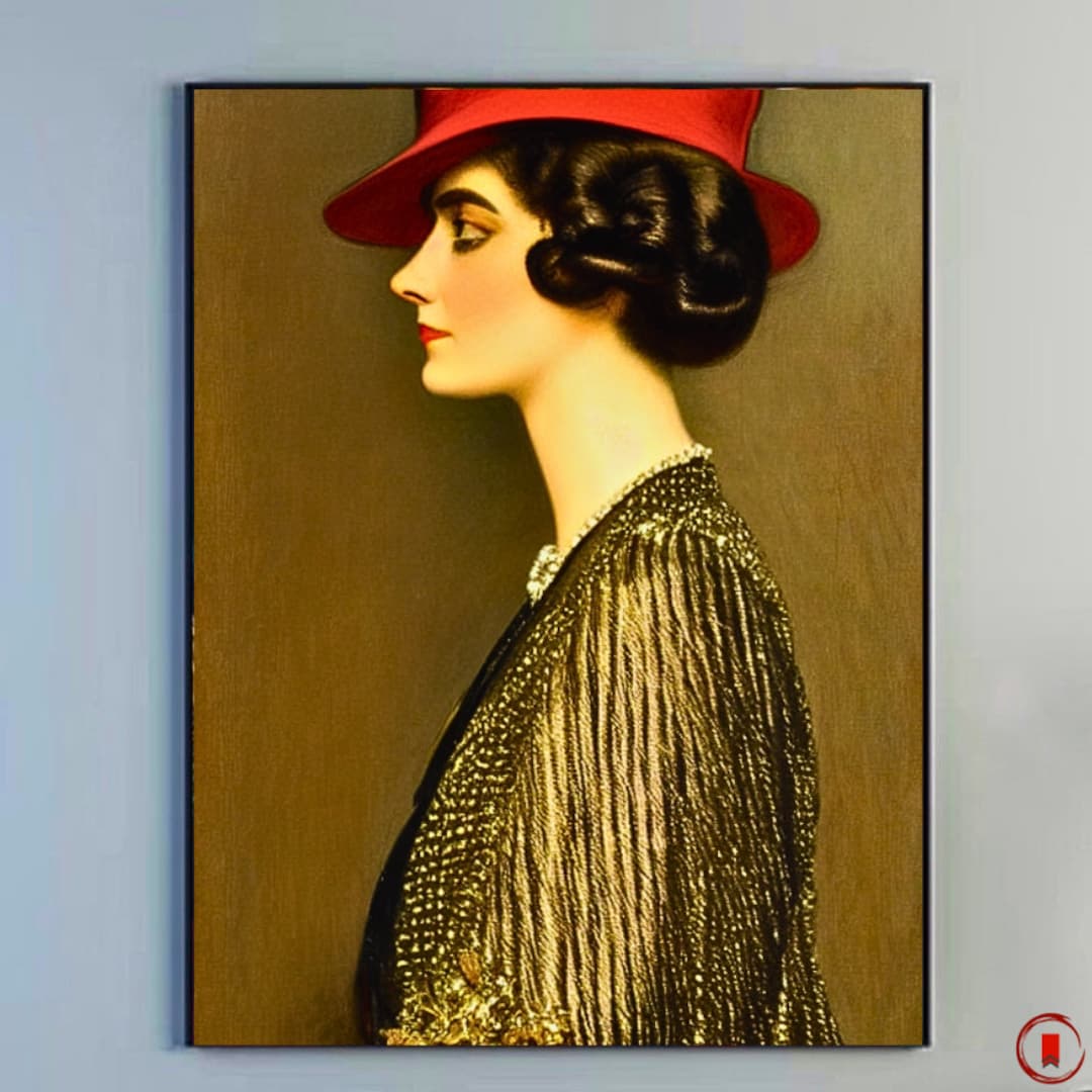 Woman Portrait Print, Woman Portrait With Hat Printable Art, Modern ...