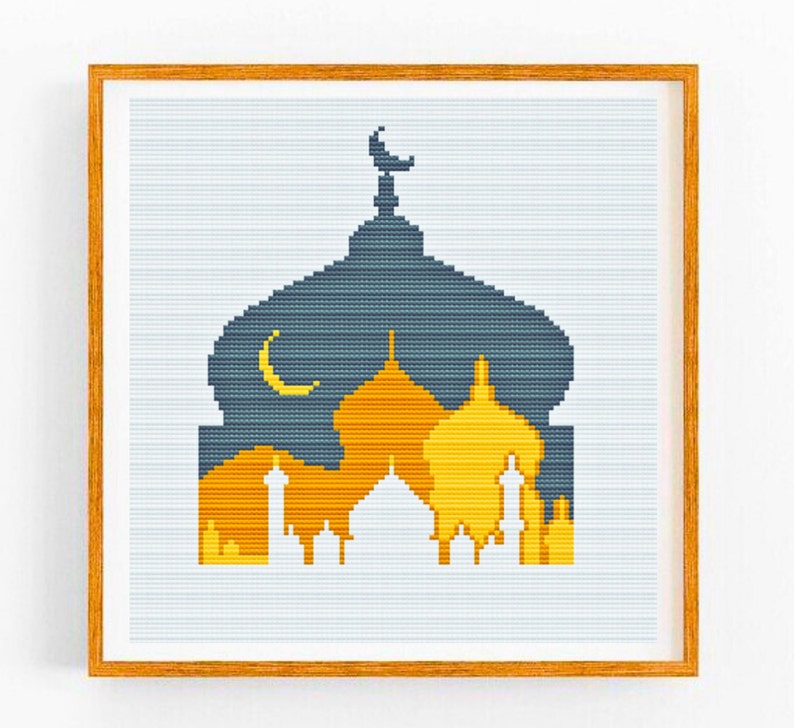 Islamic Mosque Crescent Cross Stitch Pattern, Islamic Gifts, Ramadan ...