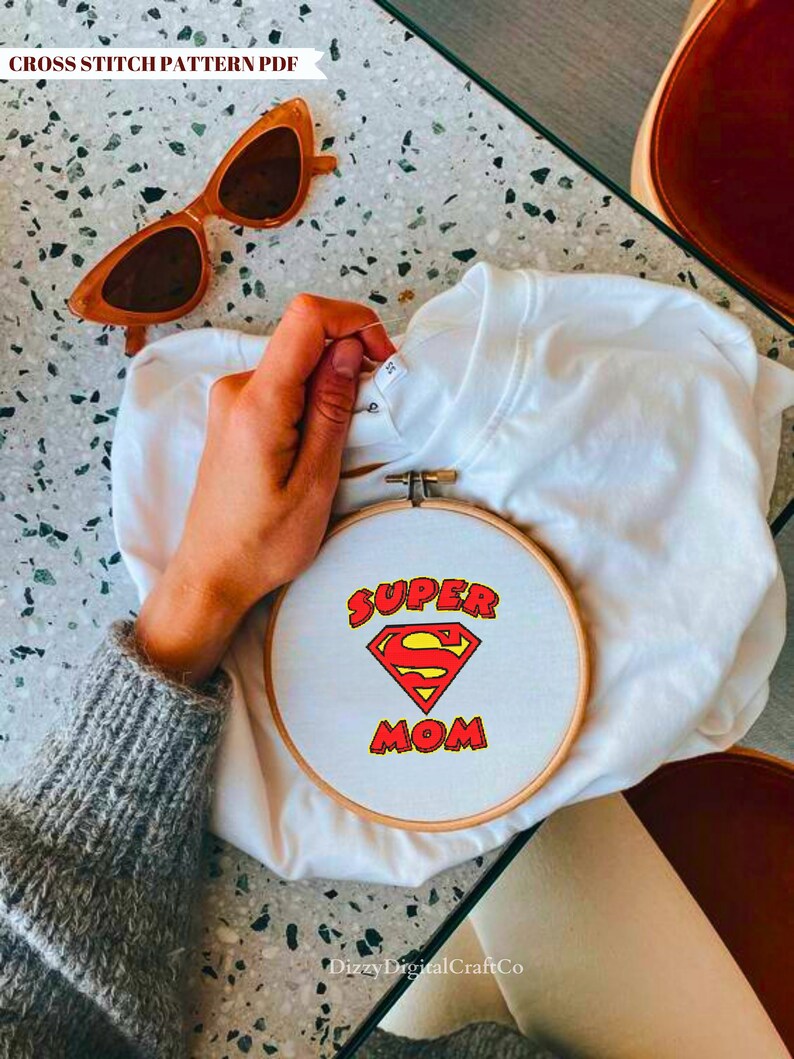 Supermom Cross Stitch Pattern Pdf, Gift for Mother, Superhero Mom Diy ...